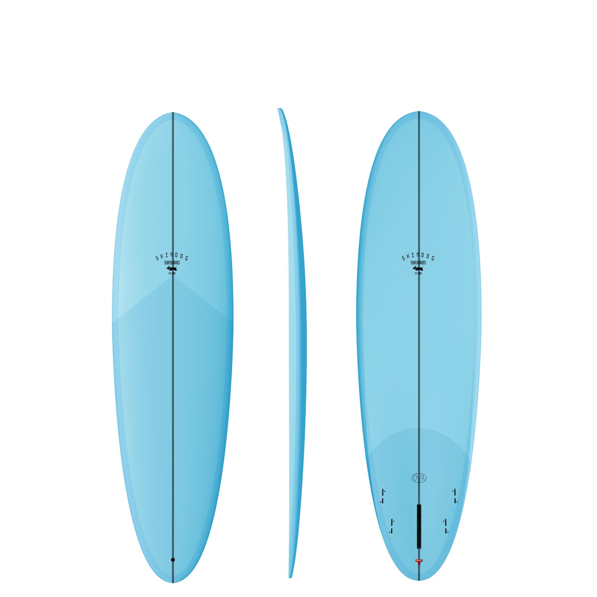 PRE ORDER - Skindog Thunderbolt Red OVA Surfboard 8ft 0 - Bright Blue